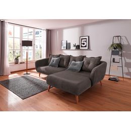 Ecksofa Home Affaire "Baggio formsch&ouml;ne Polsterecke, bequem, Breite 277cm, L-Form", grau (anthrazit), B:277cm H:80cm T:162cm, Sofas, Ecksofa, Zierkissen inklusive