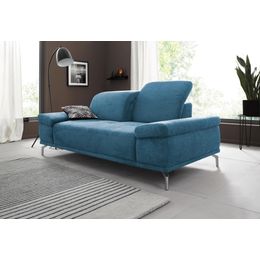 2-Sitzer Home Affaire "Caluna", blau (azur), B:202cm H:97cm T:111cm, Luxus-Microfaser Vintageoptik (100% Polyester);Flachgewebe (100% Polyester);Luxus-Mikrofaser (90% Polyester, 10% Polyamid), Sofas, mit Sitztiefen- und Kopfteilverstellung