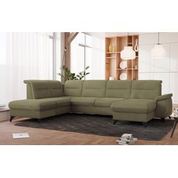 Sit & More Wohnlandschaft SIT & MORE "Astoria U-Form", gr&uuml;n, B:329cm H:91cm T:225cm, 100% Polyester, Sofas, Wohnlandschaft, wahlweise mit motorischer Relaxfunktion