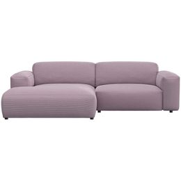 Ecksofa FLEXLUX "Lucera Chaislongue rechts oder links, L-Form, bequem", lila (soft lavender), B:257cm H:73cm T:171cm, 85% Polyester/15%Polyamide, Sofas, Ecksofa, modern & anschmiegsam, Kaltschaum, Stahl-Wellenunterfederung