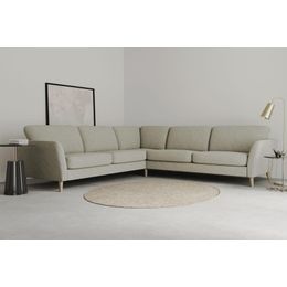 Ecksofa Home Affaire "MARSEILLE 278/278 cm, L-Form, Webstoff, Flachgewebe, Filzoptik", beige, B:278cm H:88cm T:278cm, 68% Polypropylene, 32% Polyester, Sofas, Ecksofa, gleichschenklig, Massivholzbeine, Landhausstil, Wellenunterfederung