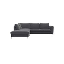 Ecksofa FLEXLUX "Fiore, bequem und komfortabel, zeitlos, OTTOs Choice, L-Form", grau (dervit grau), B:241cm H:85cm T:225cm, 100% Polyester, Sofas, Ecksofa, breite Armlehnen, F&uuml;&szlig;e Alu/schwarz, B/T 241/225 cm, Kaltschaum im Sitz