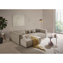 Ecksofa "PIARA XXL, Big-Sofa, Cord, Leinenoptik o. Strukturstoff, L-Form", greige, B:288cm H:66cm T:198cm, 100% Polyester, LeGer Home by Lena Gercke, Sofas, Ecksofa, wahlweise Ottomane rechts/links, Kedernaht, extra tiefe Sitzfl&auml;che