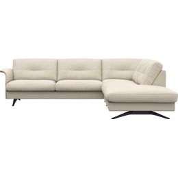 Ecksofa FLEXLUX "Glow, super bequem durch hochwertigem Sitzaufbau mit Federkern, L-Form", wei&szlig; (warm wei&szlig;), B:268cm H:81cm T:224cm, 100% Echteder, Sofas, Ecksofa, Skandinavisches Design, In hochwertiger Verarbeitung