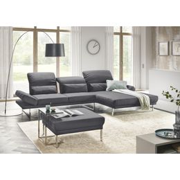 Ecksofa 3C CANDY "Mallow Designsofa mit Komfortfunktionen, modern und bequem, L-Form", grau (anthrazit), B:318cm H:83cm T:220cm, 100% Polyester, Sofas, Ecksofa, Verstellbare Armlehne und Kopfteil, manuelle Sitztiefenverstellung