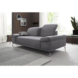 2-Sitzer Home Affaire "Caluna", grau, B:202cm H:97cm T:111cm, Luxus-Microfaser Vintageoptik (100% Polyester);Flachgewebe (100% Polyester);Luxus-Mikrofaser (90% Polyester, 10% Polyamid), Sofas, mit Sitztiefen- und Kopfteilverstellung