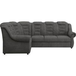 Ecksofa Home Affaire "Boston L-Form", grau (anthrazit), B:266cm H:102cm T:216cm, 100% Polyester, Sofas, Ecksofa, mit hoher R&uuml;ckenlehne, wahlweise mit Bettfunktion & Stauraum