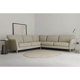 Ecksofa Home Affaire "MARSEILLE 278/278 cm, L-Form, Webstoff, Flachgewebe, Filzoptik", grau (warm grau), B:278cm H:88cm T:278cm, 68% Polypropylene, 32% Polyester, Sofas, Ecksofa, gleichschenklig, Massivholzbeine, Landhausstil, Wellenunterfederung