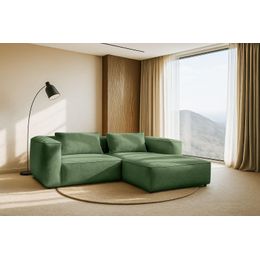 Ecksofa Home Affaire "Tvinnet", gr&uuml;n (dunkelgr&uuml;n), B:228cm H:73cm T:166cm, 94% PES 6% NY, Sofas, Ecksofa, Breite 228 cm, extra tiefe Sitzfl&auml;che, kubisches Sitzvergn&uuml;gen