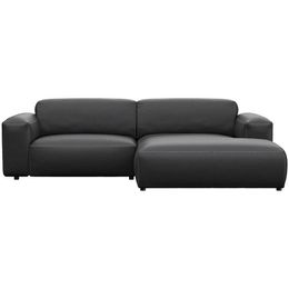 Ecksofa FLEXLUX "Lucera Chaislongue rechts oder links, L-Form, bequem", schwarz (deep schwarz), B:257cm H:73cm T:171cm, 100% Echteder, Sofas, Ecksofa, modern & anschmiegsam, Kaltschaum, Stahl-Wellenunterfederung