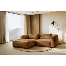 Ecksofa Home Affaire "Tvinnet", braun, B:228cm H:73cm T:166cm, 94% PES 6% NY, Sofas, Ecksofa, Breite 228 cm, extra tiefe Sitzfl&auml;che, kubisches Sitzvergn&uuml;gen