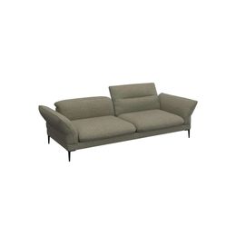 3-Sitzer FLEXLUX "Salino, Funktionssofa, Relaxsofa", gr&uuml;n (fall gr&uuml;n), B:248cm H:88cm T:105cm, 62% Polyester, 17% Cotton, 14% Viscose, 7% Linen, Sofas, Sofa mit Arm- und Kopfteil-Verstellungen, Kaltschaum & Stahl-Wellen