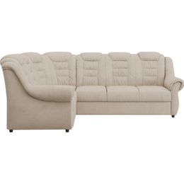 Ecksofa Home Affaire "Boston L-Form", beige, B:266cm H:102cm T:216cm, 100% Polyester, Sofas, Ecksofa, mit hoher R&uuml;ckenlehne, wahlweise mit Bettfunktion & Stauraum