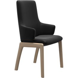 Polsterstuhl stressless "Laurel", schwarz (schwarz paloma, walnuss), B:58cm H:105cm T:60cm, Leder PALOMA: PALOMA ist ein durchgef&auml;rbtes Semianilin-M&ouml;belleder mit nat&uuml;rlicher Narbung., St&uuml;hle, Polsterstuhl, High Back mit Armlehne, Gr&ouml;&szlig;e L, mit abgerundeten Beinen in Walnuss