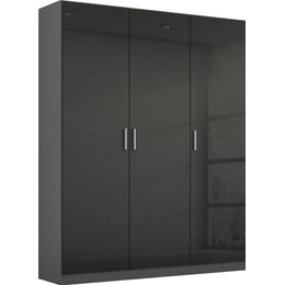 Dreht&uuml;renschrank Rauch "Kleiderschrank Schrank Garderobe Schlafzimmerschrank CELLE", grau (graumetallic, hochglanz effektgrau, griffe alu), B:136cm H:210cm T:54cm, Holzwerkstoff, Schr&auml;nke, Dreht&uuml;renschrank, in 4 Breiten und 2 H&ouml;hen, optional mit Schubk&auml;sten MADE IN GERMANY