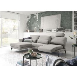 Ecksofa 3C CANDY "Kairo modernes Multifunktions-Sofa, bequem, L-Form", grau (light grau), B:317cm H:87cm T:188cm, 100% Polyester, Sofas, Ecksofa, inklusive Drehsitz, Armlehnen- und R&uuml;ckenverstellung, OTTOs Choice