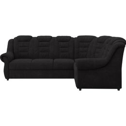 Ecksofa Home Affaire "Boston L-Form", schwarz, B:266cm H:102cm T:216cm, 100% Polyester, Sofas, Ecksofa, mit hoher R&uuml;ckenlehne, wahlweise mit Bettfunktion & Stauraum