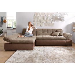 Ecksofa DOMO collection "Moric, L-Form, XXL-Sofa - Breite 300cm, viel Platz, auch in Cord", bunt (beige, braun), B:300cm H:80cm T:172cm, Kunstleder SOFTLUX / Struktur (90% Polyester/ 10% Polyacryl);Microfaser PRIMABELLE (100% Polyester)/ Struktur (90% Polyester/ 10% Polyacryl), Sofas, Ecksofa, wahlweise mit Bettfunktion und Armteilverstellung, beige-braun, Topseller