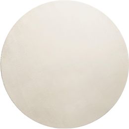 Teppich HOMIE LIVING "Villa Rosso", beige (creme), B:80cm H:15mm L:80cm &Oslash;:80cm, Polyester, Teppiche, Teppich, Kurzflor, Uni-Farben, leicht gl&auml;nzende Optik