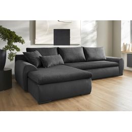 Ecksofa Home Affaire "Win L-Form, B: 285 cm - OTTO. Verl&auml;ssliche Qualit&auml;t.", schwarz-wei&szlig; (schwarz, wei&szlig;, schwarz), B:285cm H:85cm T:176cm, 100% Polyester, Sofas, Ecksofa, mit 2 Zierkissen, optional Bettfunktion & Bettkasten, Topseller
