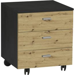 M&auml;usbacher Rollcontainer M&Auml;USBACHER "Mio", braun (asteiche), B:45cm H:51cm T:45cm, Holzwerkstoff, Metall, Rollwagen, Rollcontainer