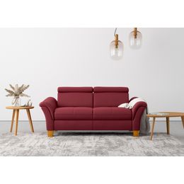 2,5-Sitzer Home Affaire "Lindgren", rot (bordeaux), B:185cm H:84cm T:93cm, 100% Polyester, Sofas, wahlweise mit TV-Funktion, links oder beidseitig, Kopfteilverstellung