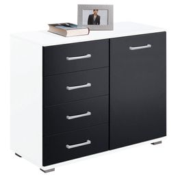 Kombikommode Priess "Barcelona", schwarz-wei&szlig; (wei&szlig;, schwarz), B:82cm H:71cm T:38cm, Holzwerkstoff, Sideboards, Kombikommode