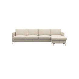 Ecksofa FLEXLUX "Fiore, L-Form, bequem und komfortabel durch hochwertigem Sitzaufbau", wei&szlig; (warm wei&szlig;), B:280cm H:85cm T:159cm, Sofas, Ecksofa, schmale Armlehnen, Kaltschaum, F&uuml;&szlig;e Alu+ Eiche
