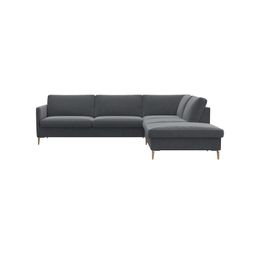 Ecksofa FLEXLUX "Fiore, super Sitzkomfort durch Kaltschaum im Sitz, L-Form", grau (soft grau), B:266cm H:85cm T:225cm, 100% Polyester, Sofas, Ecksofa, schmale Armlehnen, F&uuml;&szlig;e Alu+ Eiche