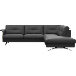 Ecksofa FLEXLUX "Glow, super bequem durch hochwertigem Sitzaufbau mit Federkern, L-Form", schwarz (deep schwarz), B:268cm H:81cm T:224cm, 100% Echteder, Sofas, Ecksofa, Skandinavisches Design, In hochwertiger Verarbeitung