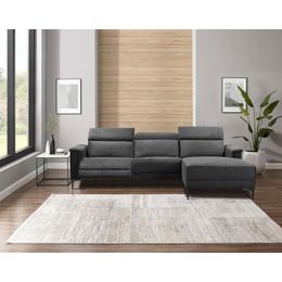 Ecksofa OTTO HOME "LUND, L-Form, 261cm, man. o. elektr. Relaxfunktion (mit USB-A)", grau (anthrazit), B:261cm H:97cm T:179cm, Webstoff 100% Polyester, Sofas, Ecksofa, und Kopfteilverstellung, Topseller