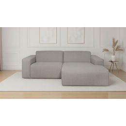 Ecksofa OTTO HOME "Koa, 228 cm, L-Form, Modulsofa in Cord, Chenille, Struktur, Webstoff", grau (warm grau), B:228cm H:88cm T:159cm, 62% Polypropylen, 32% Polyester, Sofas, Ecksofa, Designsofa, weicher Lounge-Sitzkomfort, Welleunterfederung, bodentief