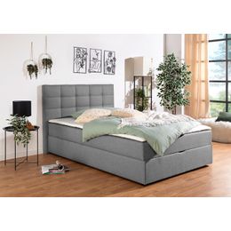 Boxbett Home Affaire "Ovalo auch in &Uuml;berl&auml;nge erh&auml;ltlich", grau, B:154cm L:230cm, Komplettbetten, Boxspringbett, wahlweise mit Bettkasten, in H2, H3 & H4 erh&auml;ltlich