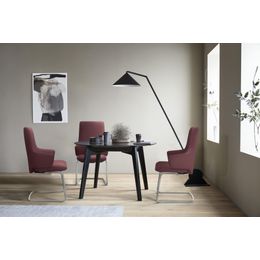 Polsterstuhl stressless "Laurel", rot (bordeaux batick, schwarz matt), B:58cm H:105cm T:60cm, Leder BATICK: BATICK ist ein leicht korrigiertes, durchgef&auml;rbtes und genarbtes M&ouml;belleder, bei dem die meisten Unebenheiten und Spuren in der Regel entfernt wurden., St&uuml;hle, Polsterstuhl, High Back mit Armlehne, Gr&ouml;&szlig;e L, mit Beinen aus Stahl in Schwarz matt
