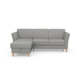 Sit & More Ecksofa SIT & MORE "Visby L-Form", silber, B:248cm H:87cm T:162cm, Sofas, Ecksofa, Wahlweise mit Bettfunktion und Bettkasten, frei im Raum stellbar