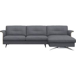 Ecksofa FLEXLUX "Glow, super bequem durch hochwertigem Sitzaufbau mit Federkern, L-Form", blau (navy blau), B:273cm H:81cm T:158cm, 62% Polyester/17%Baumwolle/14%Viscose/7%Leinen, Sofas, Ecksofa, Modernes skandinavisches Design