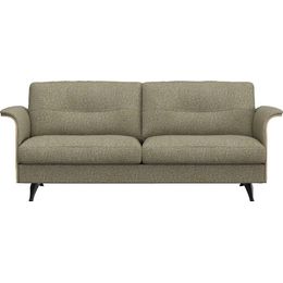 2,5-Sitzer FLEXLUX "Glow Sofa, Couch, Premium-Sitzkomfort: Kaltschaum & Federkern", gr&uuml;n (fall gr&uuml;n), B:191cm H:81cm T:91cm, 62% Polyester/17%Baumwolle/14%Viscose/7%Leinen, Sofas, Armlehnenblende in ge&ouml;lter Eiche, Fu&szlig; schwarz