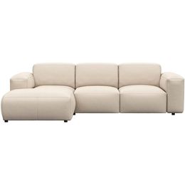 Ecksofa FLEXLUX "Lucera Chaislongue rechts oder links, L-Form, bequem", wei&szlig; (warm wei&szlig;), B:251cm H:73cm T:171cm, 100% Echteder, Sofas, Ecksofa, modern & anschmiegsam, Kaltschaum, Stahl-Wellenunterfederung