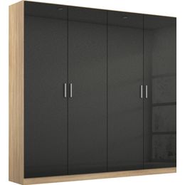 Dreht&uuml;renschrank Rauch "Kleiderschrank Schrank Garderobe Schlafzimmerschrank CELLE", grau (eiche sonoma, hochglanz effektgrau, griffe alu), B:181cm H:210cm T:54cm, Holzwerkstoff, Schr&auml;nke, Dreht&uuml;renschrank, in 4 Breiten und 2 H&ouml;hen, optional mit Schubk&auml;sten MADE IN GERMANY