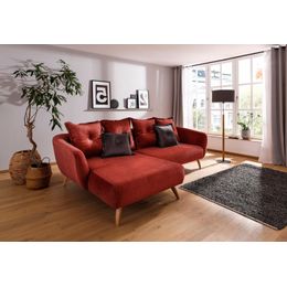 Ecksofa Home Affaire "Baggio formsch&ouml;ne Polsterecke, bequem, Breite 277cm, L-Form", orange (koralle), B:277cm H:80cm T:162cm, Sofas, Ecksofa, Zierkissen inklusive