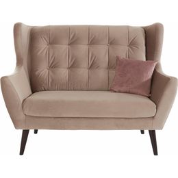2-Sitzer Home Affaire "Hemmink", rosa (hellgrau, altrosa), B:144cm H:107cm T:94cm, Samtvelours (100% Polyester);Luxus-Microfaser (100% Polyester);Struktur (94% Polyester, 6% Polyacryl), Sofas, mit Knopfheftung