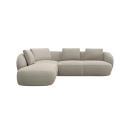 Ecksofa FLEXLUX "Torino, rund, L-Form, Sofa-Ecke mit Ottomane", beige (natural), B:265cm H:85cm T:237cm, 100% Polyester, Sofas, Ecksofa, Modernes, organisches Sofa-Design, Kaltschaum, Wellenunterfederung