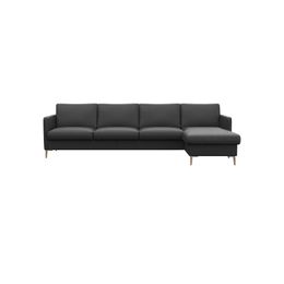Ecksofa FLEXLUX "Fiore, L-Form, bequem und komfortabel durch hochwertigem Sitzaufbau", schwarz (deep schwarz), B:280cm H:85cm T:159cm, Sofas, Ecksofa, schmale Armlehnen, Kaltschaum, F&uuml;&szlig;e Alu+ Eiche