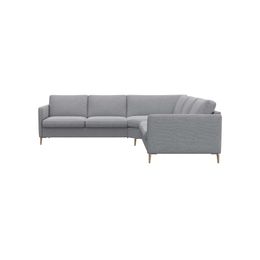 Ecksofa FLEXLUX "Fiore, gleichschenklig, bequem durch hochwertigem Sitzaufbau", grau (sophisto gre), B:249cm H:85cm T:92cm, 100% Polyester, Sofas, Ecksofa, schmale Armlehnen, Kaltschaum, F&uuml;&szlig;e Alu+ Eiche