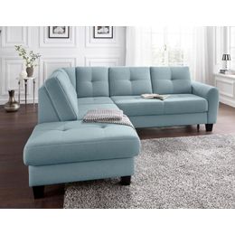 Sit & More Ecksofa SIT & MORE "Varese L-Form", blau (aqua), B:240cm H:91cm T:214cm, Luxus-Microfaser (100% Polyester)IStruktur fein (100% Polyester)IFlachgewebe (95% Polyester, 5% Polyamid), Sofas, Ecksofa, mit Federkern, wahlweise mit Bettfunktion und Stauraum