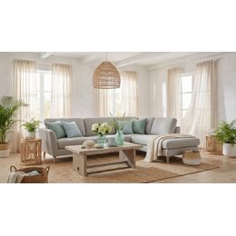 Ecksofa Home Affaire "MARSEILLE 278/202 cm, L-Form, Ottom. rechts/links, verschiedene Bez&uuml;ge", beige, B:278cm H:88cm T:202cm, Webstoff (100% Polyester);Struktur fein (58% Polyester, 22% Polypropylen);Filzoptik (100% Polyester), Sofas, Ecksofa, Massivholzbeine Eiche, Landhausstil, Wellenunterfederung
