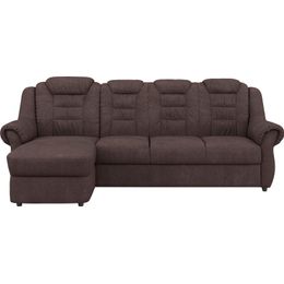 Ecksofa Home Affaire "Boston L-Form", schwarz (charcoal), B:262cm H:102cm T:165cm, 100% Polyester, Sofas, Ecksofa, mit hoher R&uuml;ckenlehne, wahlweise mit Bettfunktion