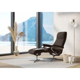 Relaxsessel stressless "View", braun (braun batick), B:91cm H:110cm T:85cm, Leder BATICK: BATICK ist ein leicht korrigiertes, durchgef&auml;rbtes und genarbtes M&ouml;belleder, bei dem die meisten Unebenheiten und Spuren in der Regel entfernt wurden., Sessel, Relaxsessel, mit Cross Base, Gr&ouml;&szlig;e S, M & L, Holzakzent Wenge