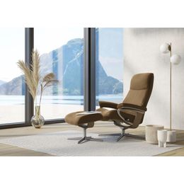 Relaxsessel stressless "View", braun (taupe paloma), B:82cm H:109cm T:81cm, Leder PALOMA: PALOMA ist ein durchgef&auml;rbtes Semianilin-M&ouml;belleder mit nat&uuml;rlicher Narbung., Sessel, Relaxsessel, mit Cross Base, Gr&ouml;&szlig;e S, M & L, Holzakzent Eiche