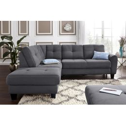 Sit & More Ecksofa SIT & MORE "Varese L-Form", grau (dunkelgrau), B:240cm H:91cm T:214cm, Luxus-Microfaser (100% Polyester)IStruktur fein (100% Polyester)IFlachgewebe (95% Polyester, 5% Polyamid), Sofas, Ecksofa, mit Federkern, wahlweise mit Bettfunktion und Stauraum